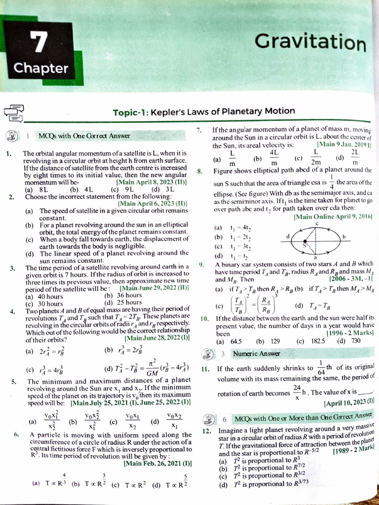 Pyq Gravitation | PDF | Weight | Orbit