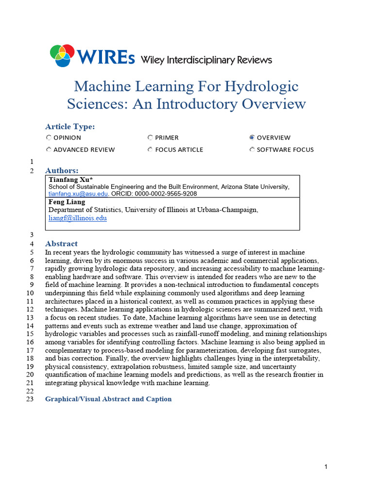 Machine Learning For Hydrologic Sciences: An Introductory Overview | PDF | Machine Learning ...
