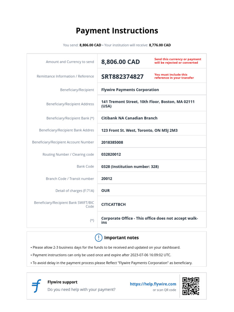 School Fees Payment Instruction SRT882374827_auth_letter | PDF | Canadian Dollar | Payments