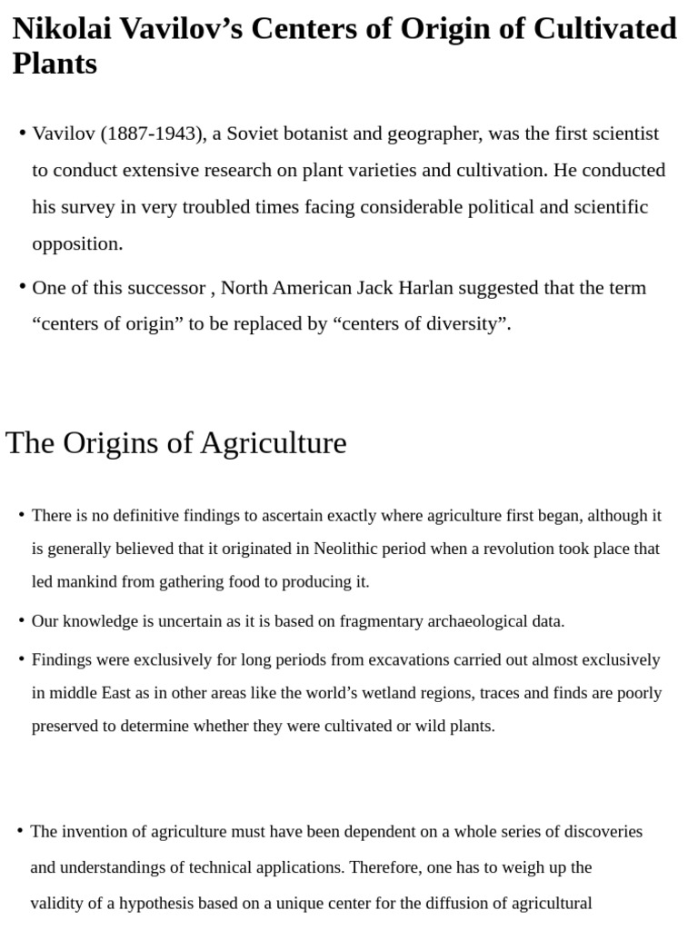 Vavilov's Centers of Origin Explained | PDF | Maize | Wheat