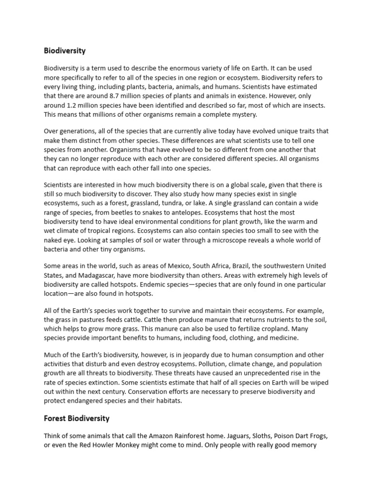 Understanding Global Biodiversity Trends | PDF | Forests | Biodiversity