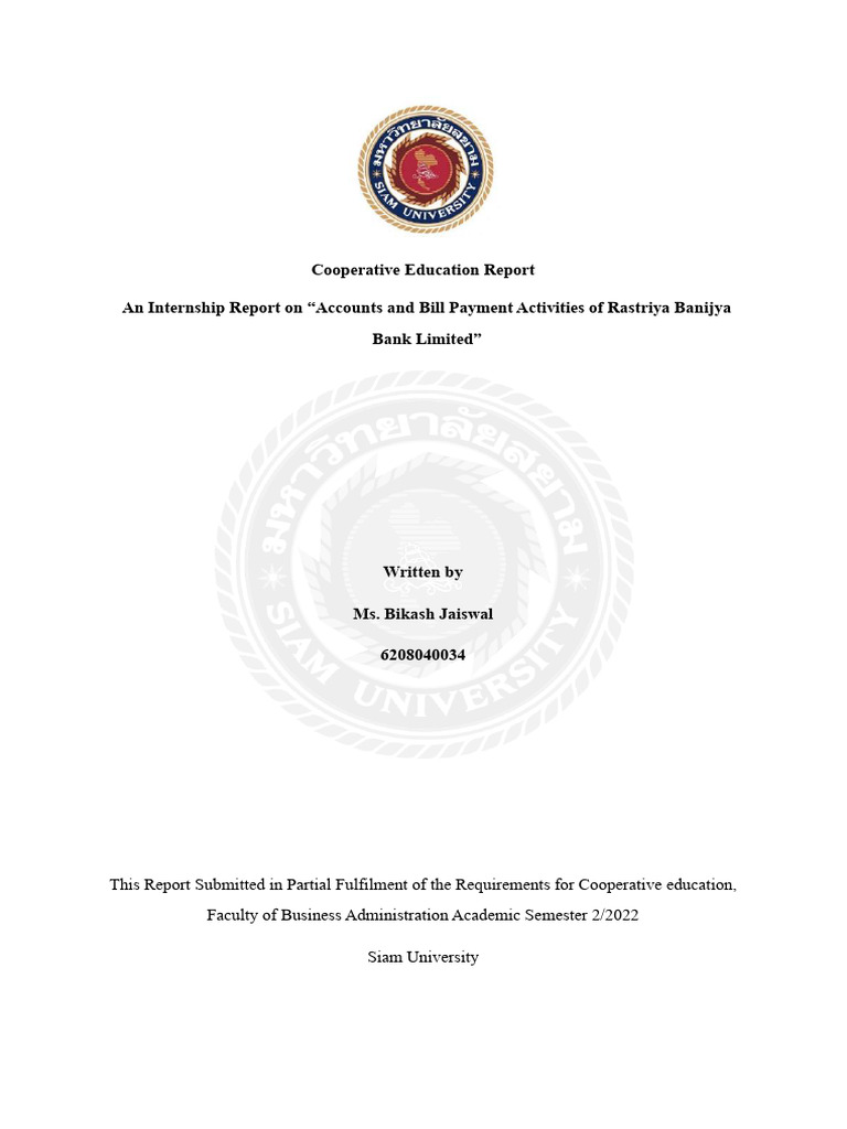 BBA Finance Banking 2022 Coop An Internship Report On | PDF | Job ...
