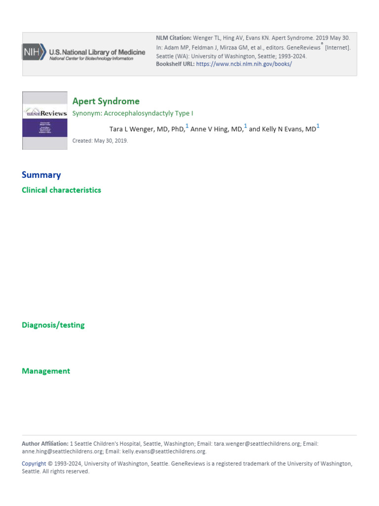WENGER (2019) - Apert Syndrome | PDF | Intron | Gene