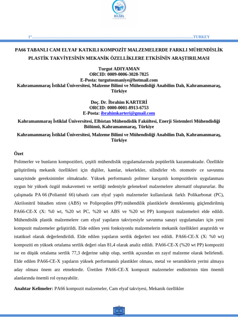 Özet Turgut Adıyaman Kongre | PDF