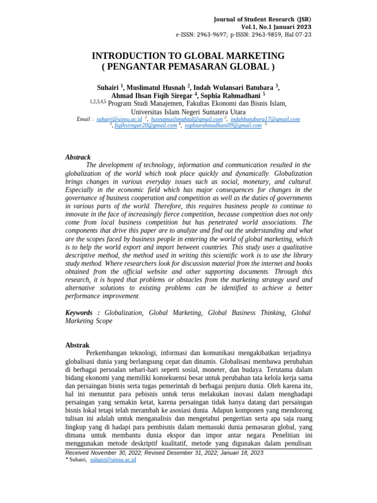 Globalisasi Dan Pemasaran Global | PDF