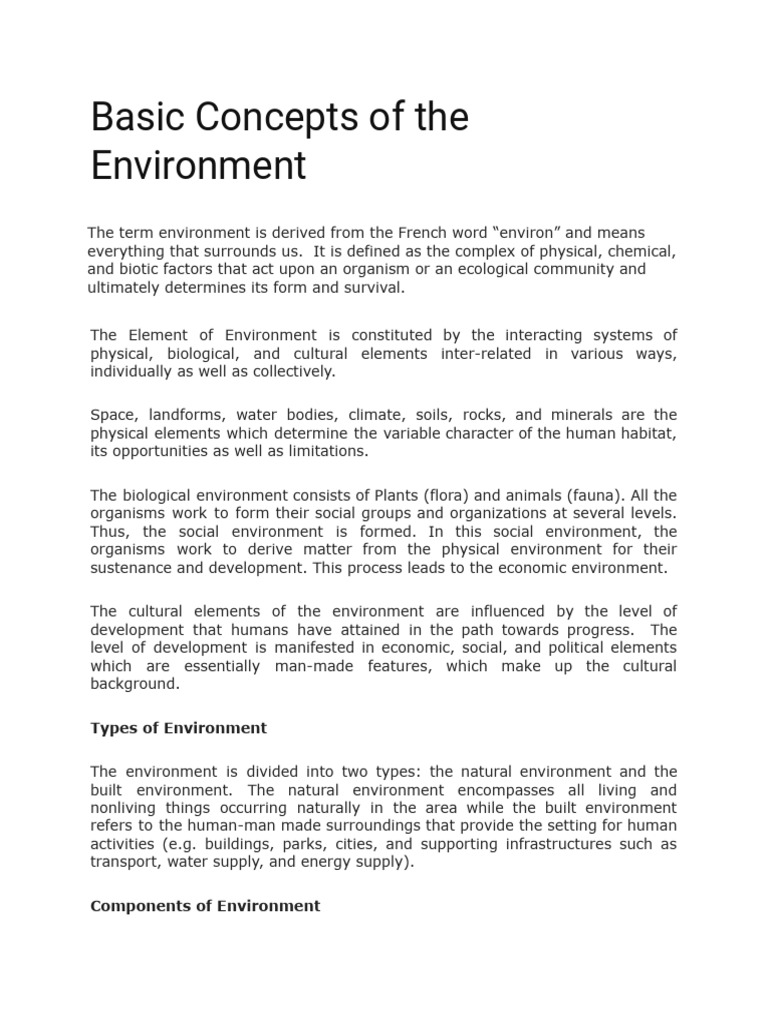 2.basic Concepts of The Environment | PDF | Natural Environment | Earth