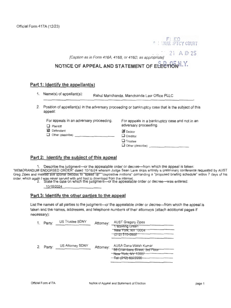 Form_b417a 10212024 Notice of Appeal and Statement of Election | PDF ...