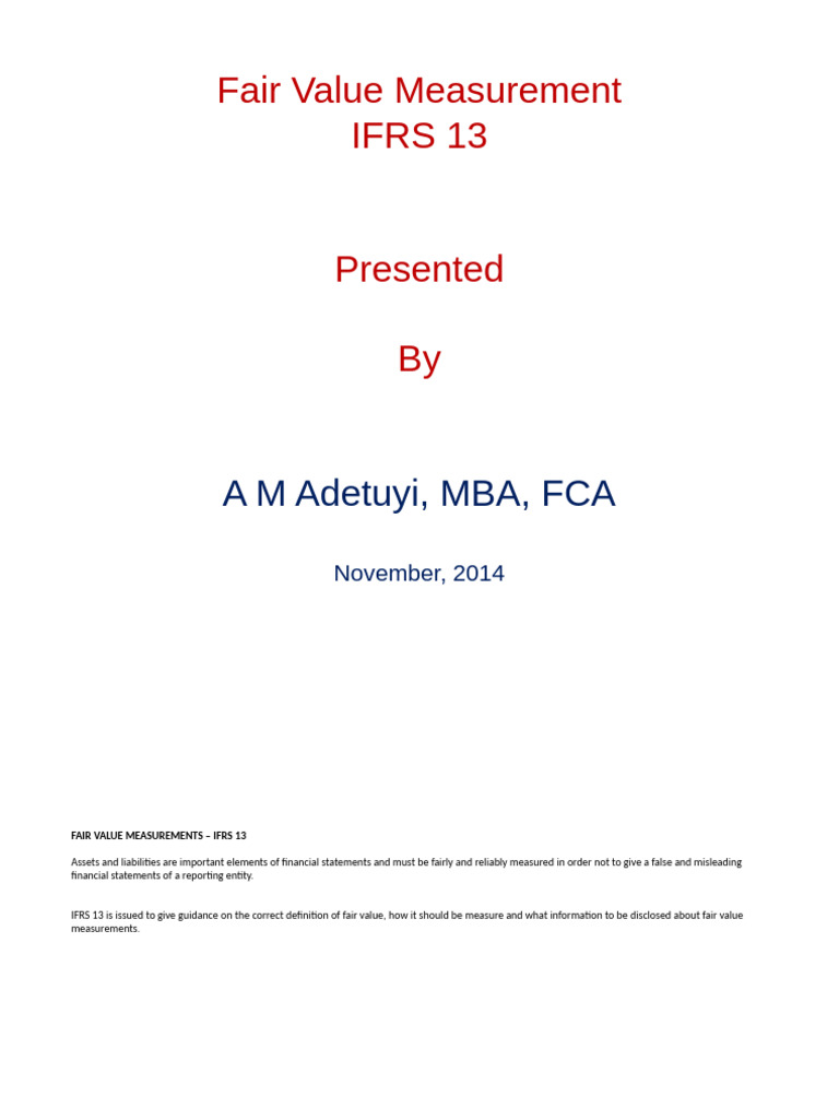 IFRS 13 Fair Value Measurement Overview | PDF | Fair Value | Investing
