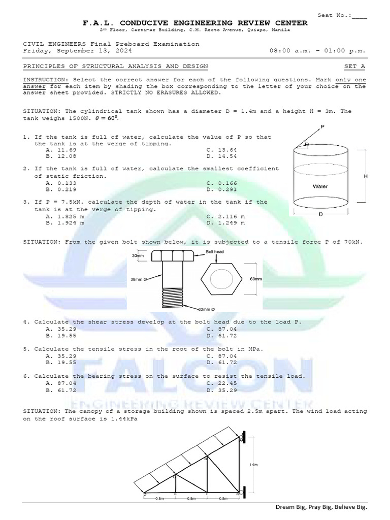 FalCon - Pre Board 2 (2024) - PSAD | PDF | Bending | Stress (Mechanics)
