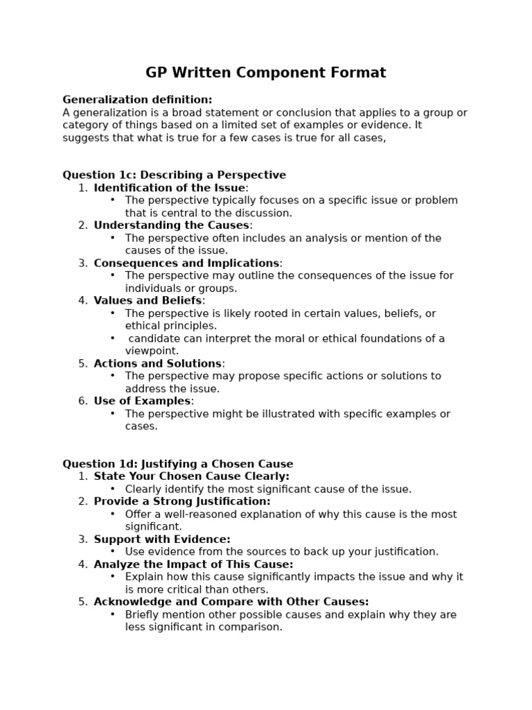 GP Written Component Format | PDF | Methodology | Policy