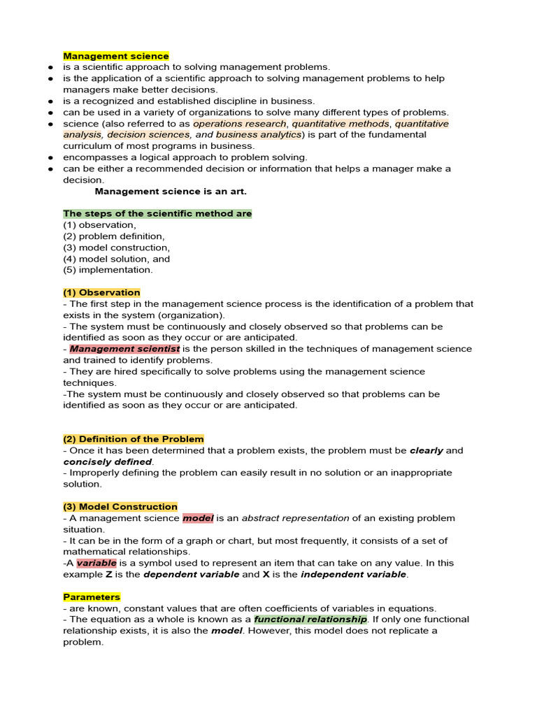Management Science - Reviewer | PDF | Mathematical Optimization ...