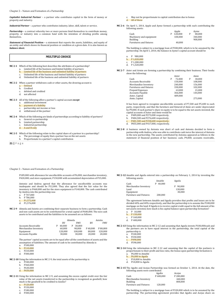 Formation Problem&Theories | PDF | Balance Sheet | Partnership