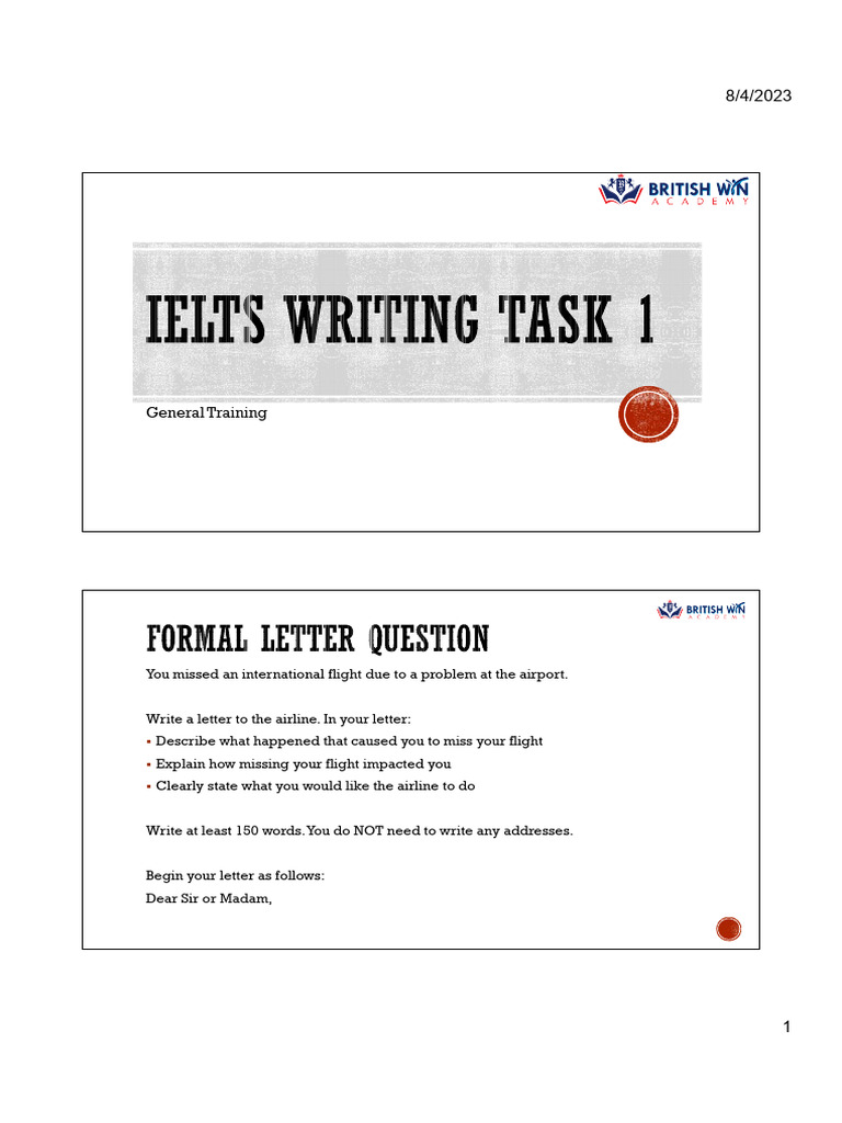 General Writing Task 1 - Presentation | PDF | Madam