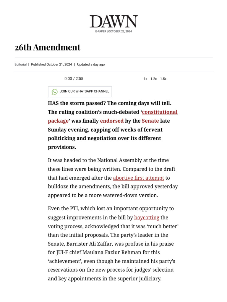26th Amendment - Newspaper | PDF | Bill (Law) | Political Charters