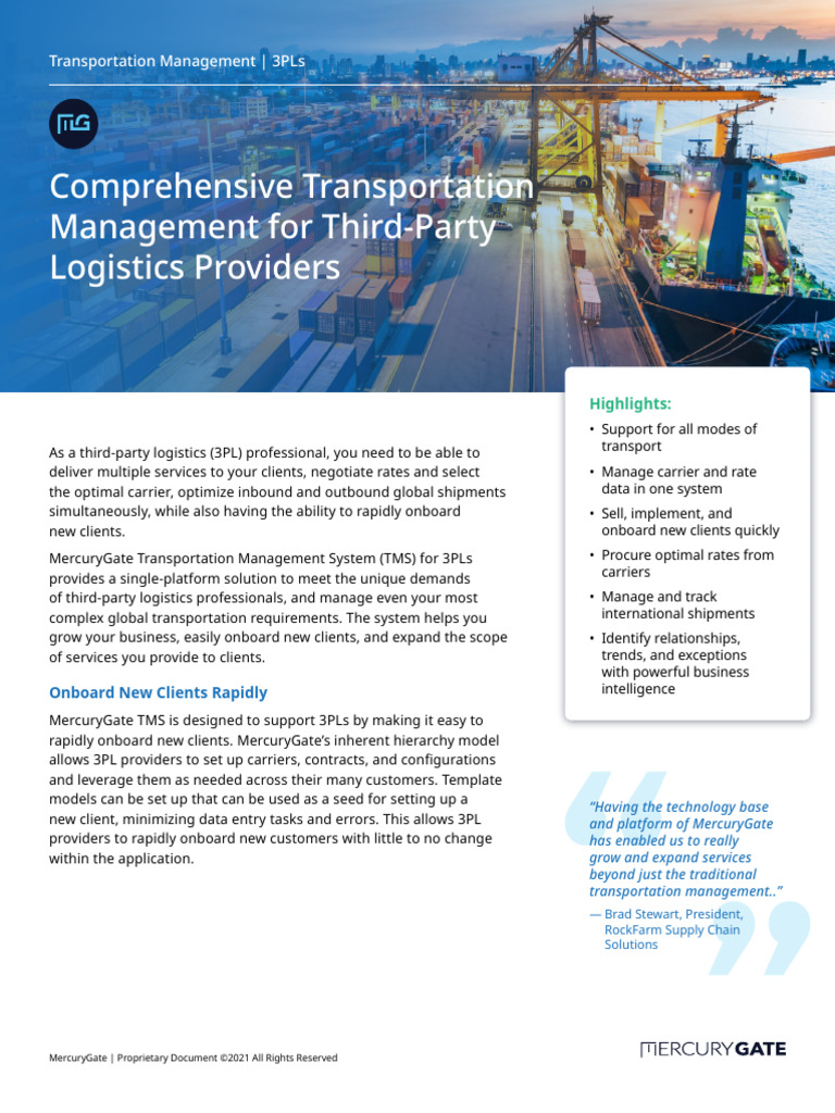 MercuryGate Brochure Transportation Management 3PL | PDF | Logistics | Business