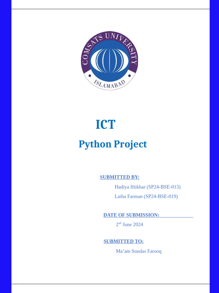 Ict Pythonproject (Sp24 Bse 019, Sp24 Bse 013) 1 | PDF | Trigonometric Functions | Parameter ...