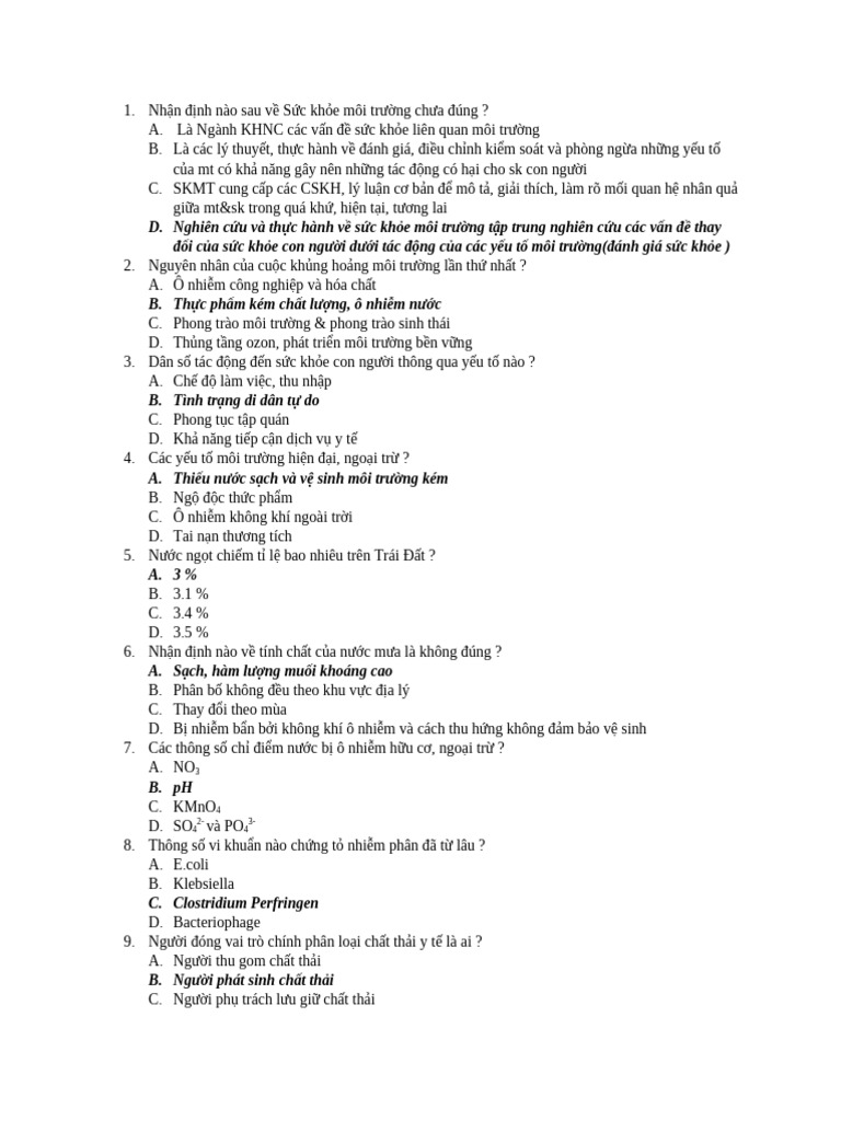 Trắc nghiệm SKMT | PDF