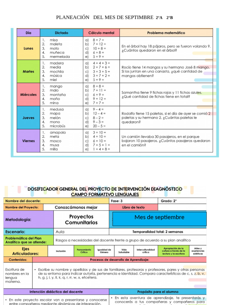 Planeación Del Mes de Septimbre | PDF