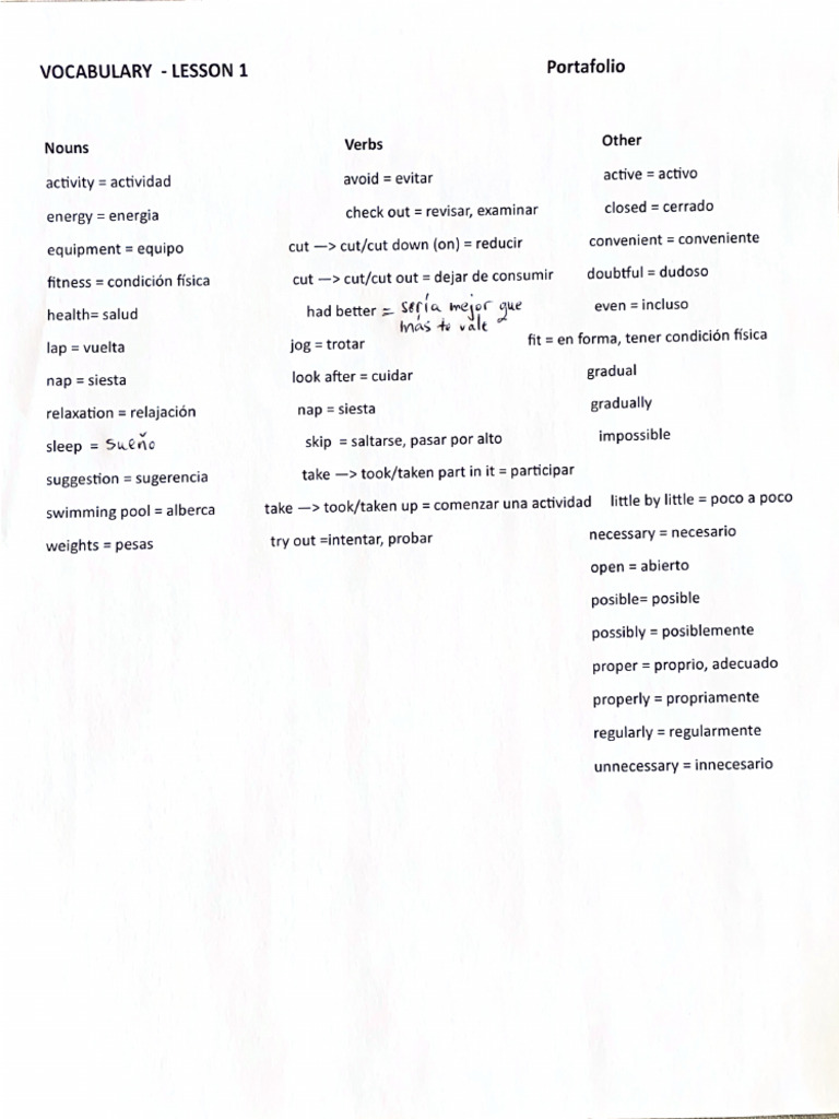 Vocabulary - Lesson 1 | PDF