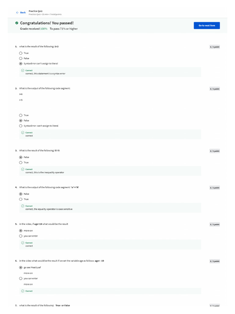 Practice Quiz - Conditions and Branching | PDF