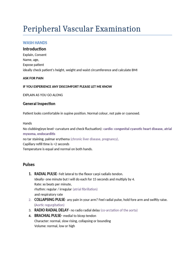 Comprehensive Peripheral Vascular Exam Guide | PDF | Angiology ...