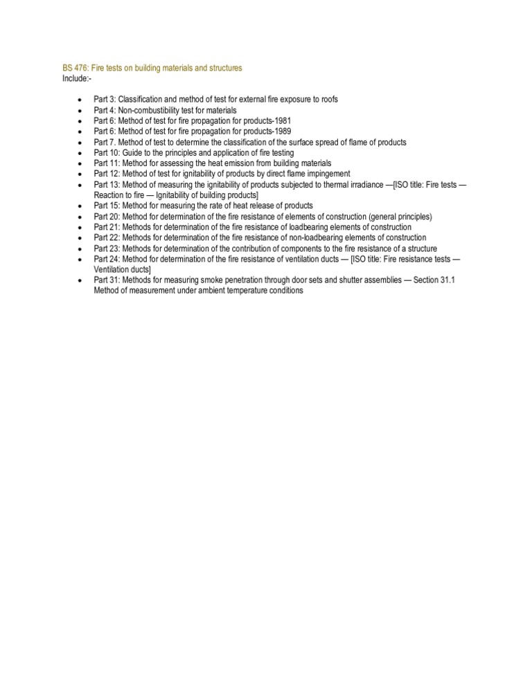 BS 476 Fire tests on building materials and structures | PDF | Fires ...