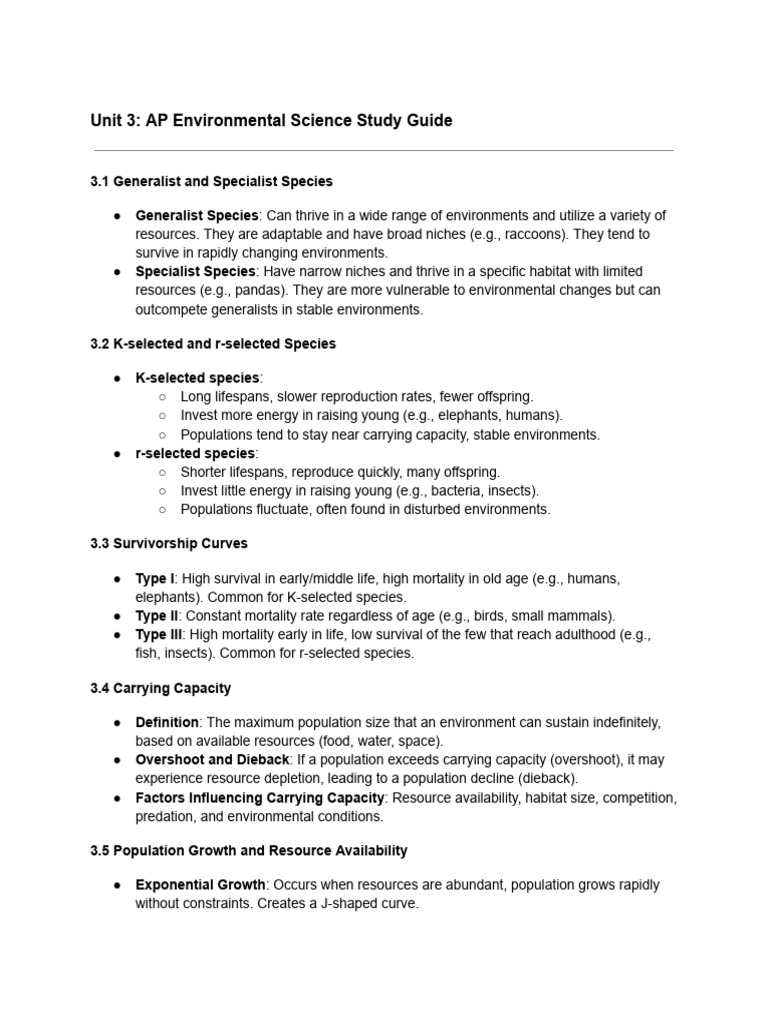 AP Environmental Science Study Guide | PDF | Population Growth | Total ...