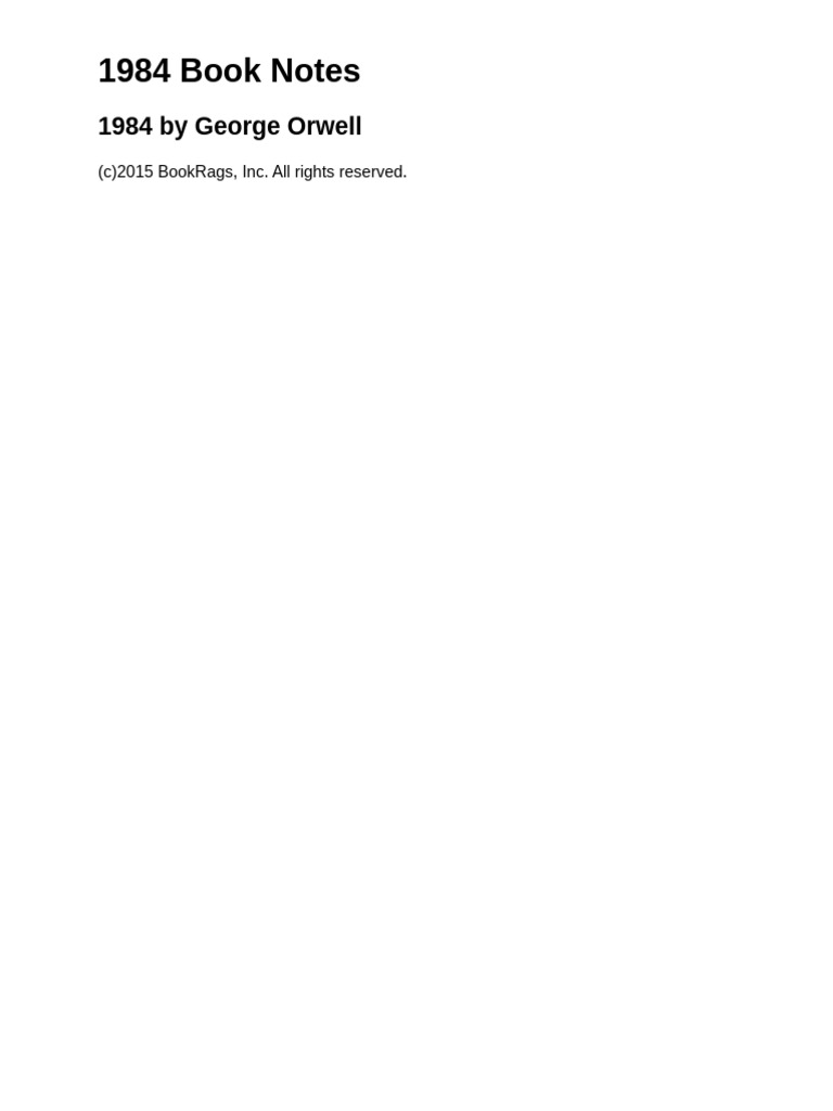 1984 Notes | PDF | George Orwell