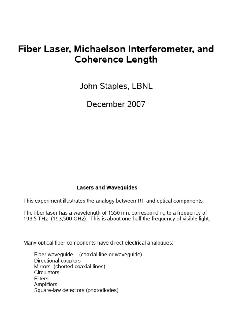 Fiber Laser | PDF | Laser | Interferometry