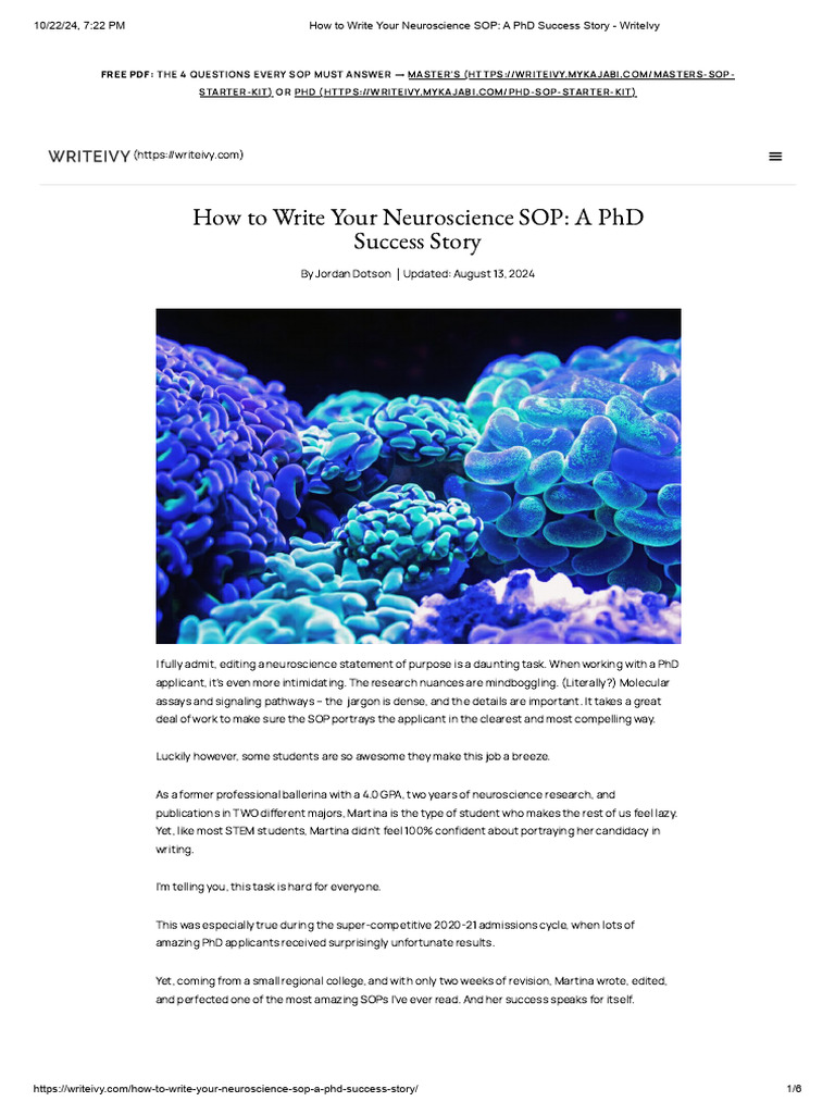 How To Write Your Neuroscience SOP - A PHD Success Story - WriteIvy | PDF | Eating | Leptin