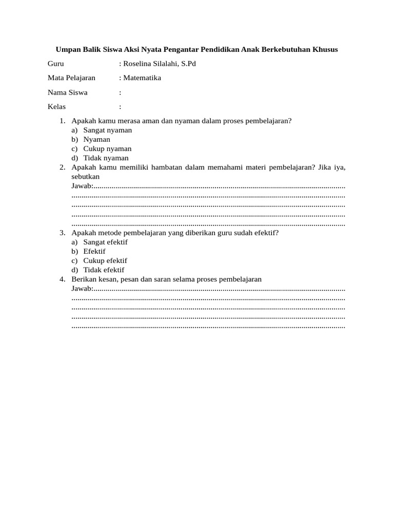 Umpan Balik Siswa Modul 3 | PDF