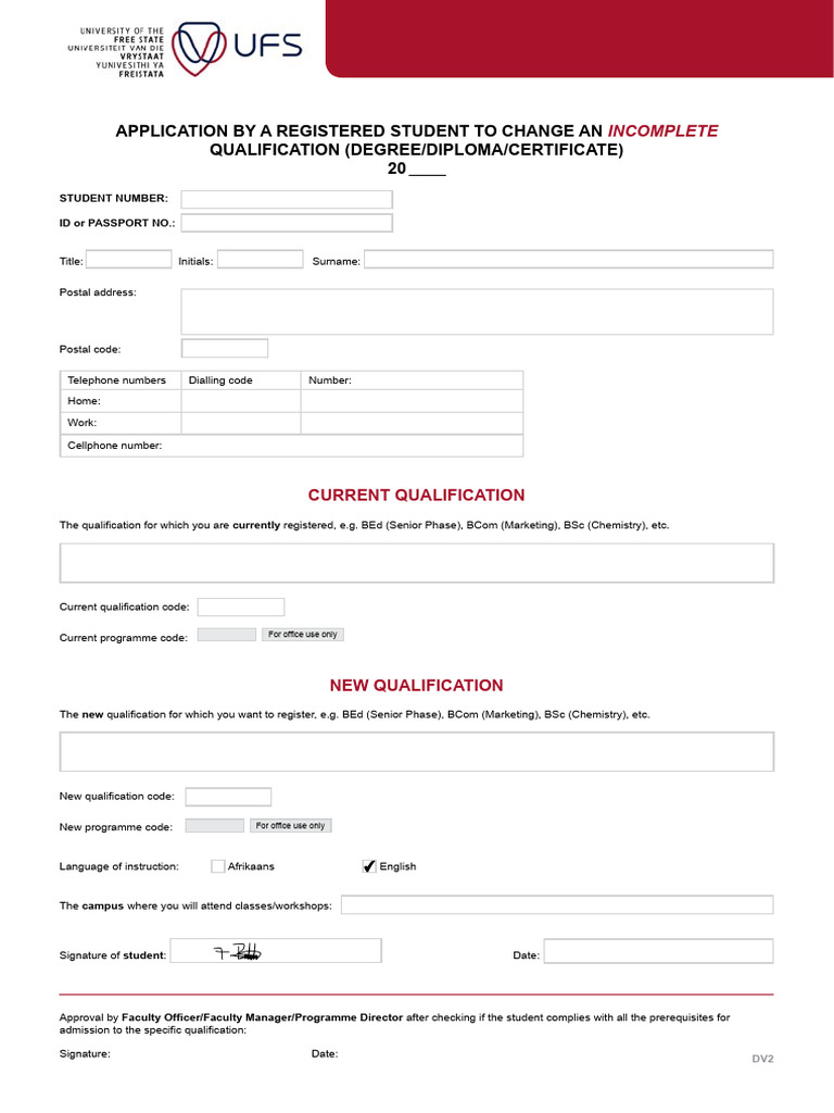 Change Incomplete Qualification Form | PDF