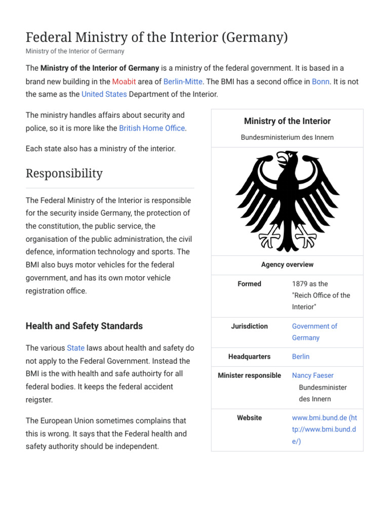 Federal Ministry of The Interior (Germany) - Simple English Wikipedia ...