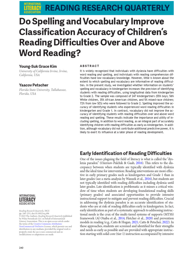Do Spelling and Vocabulary Improve Classification Accuracy of Children ...