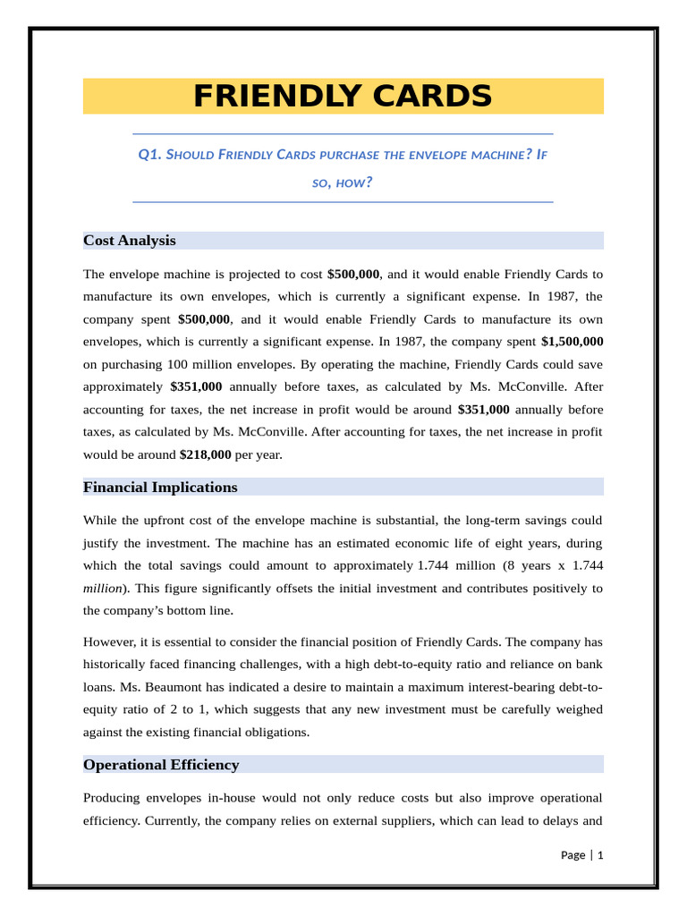 IB - Case Study Assignment | PDF | Return On Investment | Investing