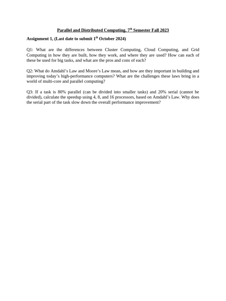 Assignment 1 PDC Fall 2024 | PDF