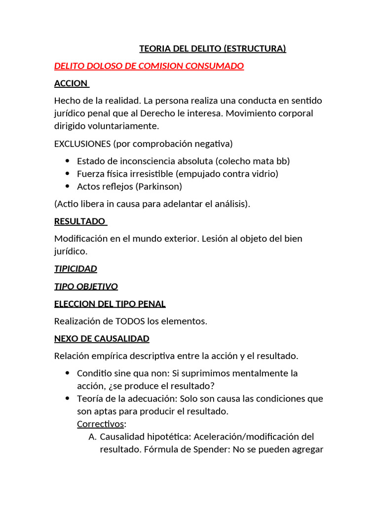Estructura del Delito en Derecho Penal | PDF | Intención (Derecho Penal ...