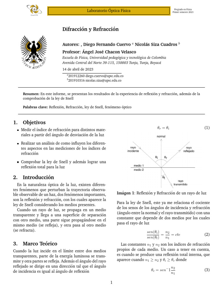 Gu A 1 Desarrollo | PDF | Refracción | Reflexión (Física)