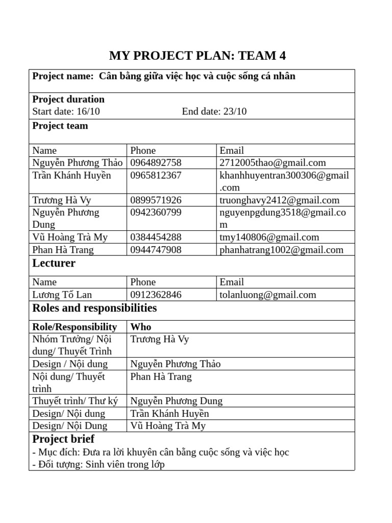 MY PROJECT PLAN | PDF