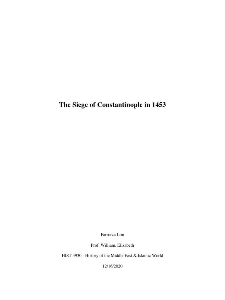 The Siege of Constantinople in 1453 | PDF | Constantinople | Byzantine ...