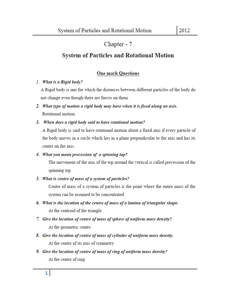 System of Particles and Rotational Motion | PDF | Rotation Around A ...