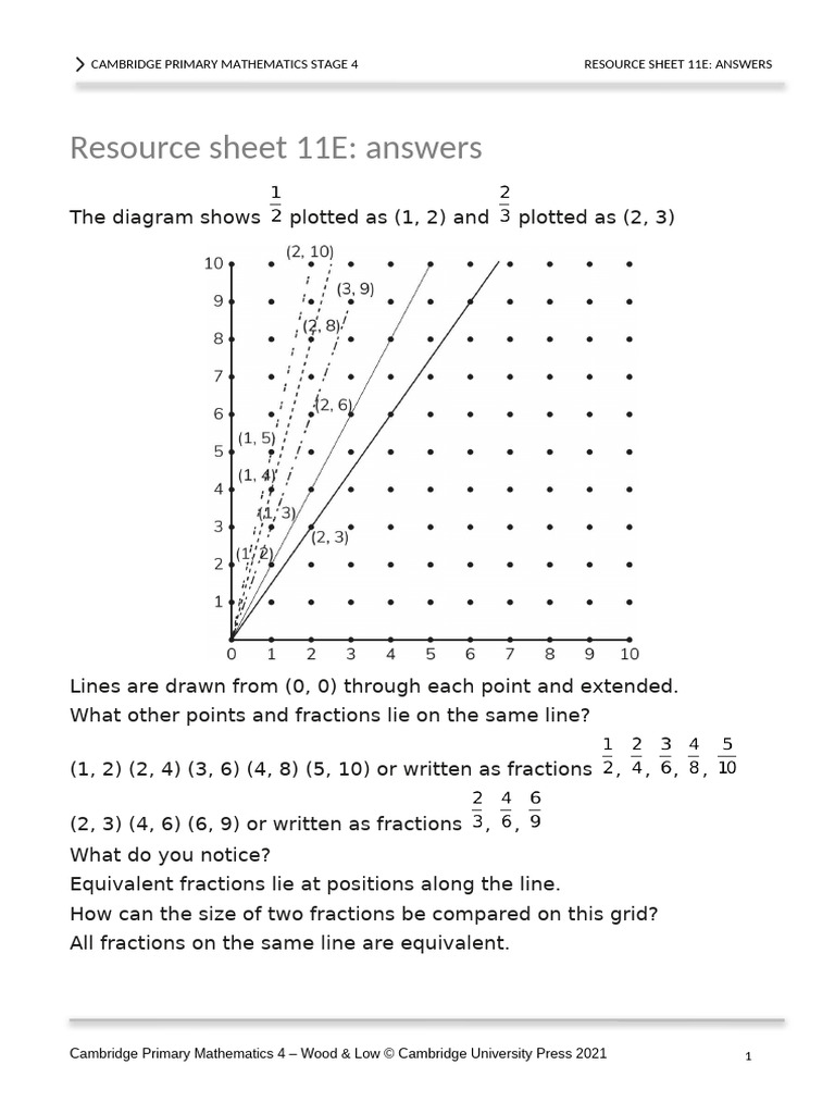 Prim Maths 4 2ed TR Resource Sheet Answers 11e | PDF