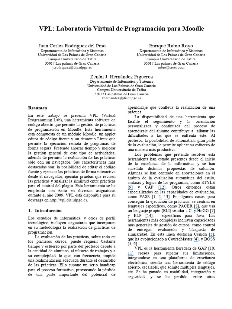 VPL Laboratorio Virtual de Programacion | PDF | Moodle | Programación