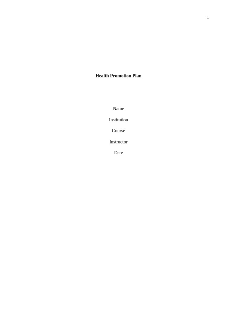 Health Promotion Plan_1 | PDF | Major Depressive Disorder | Mental Health