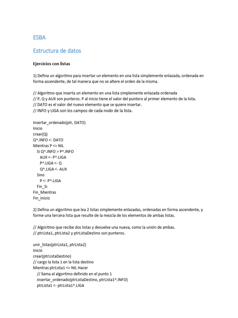 Ejercicios con listas (Resuelto) | PDF | Lógica matemática | Algoritmos ... Ejercicios con listas (Resuelto) | PDF | Lógica matemática | Algoritmos ...