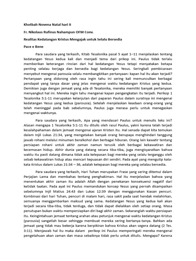 Kedatangan Kristus: Selalu Bersedia | PDF