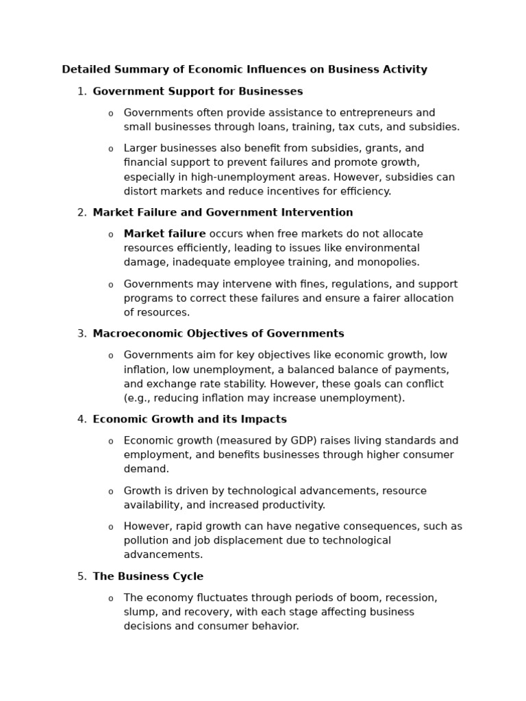 Economic Influences on Business Activity | PDF | Inflation | Unemployment