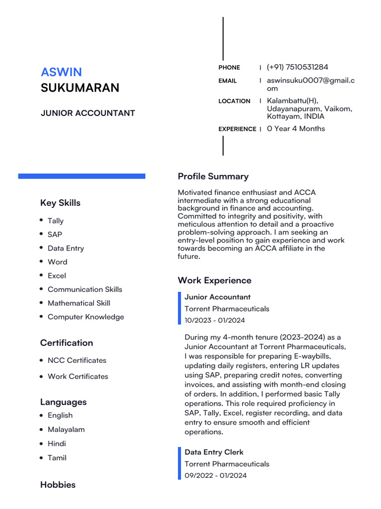 Naukri Aswin Sukumaran. | PDF