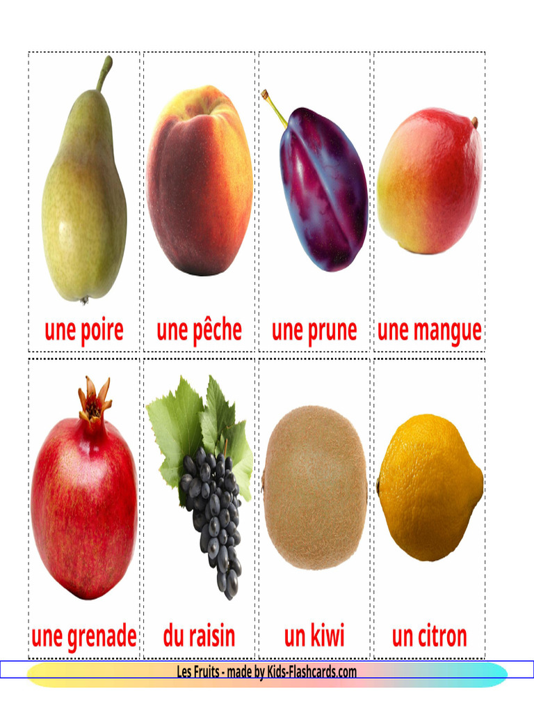 French Fruit Flashcards for Kids | PDF