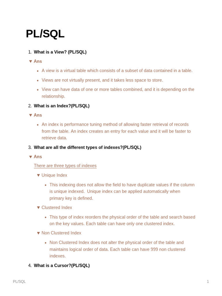 PLSQL | PDF | Database Index | Pl/Sql